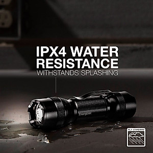 Energizer LED Tactical Flashlight TAC-950, Ultra Bright IPX4 Water Resistant Flash Light, Rugged Metal Body, Manual Focus (Batteries Included)