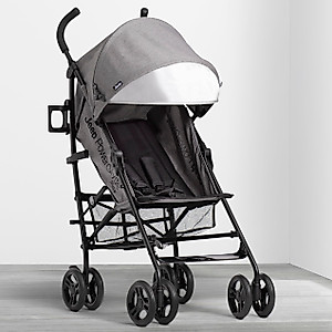 Jeep PowerGlyde Plus Stroller by Delta Children Lightweight Travel Stroller with Smoothest Ride, Aluminum Frame, 4-Position Recline, Extra Large Storage Basket, Grey