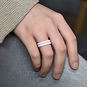 MOKANI Silicone Wedding Ring for Women, 10 Pack Thin and Braided Rubber Band, Fashion, Colorful, Comfortable fit, Skin Safe