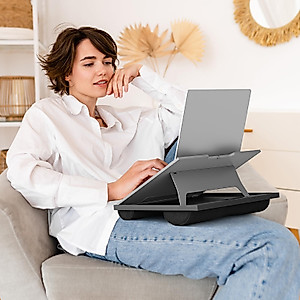 HUANUO Adjustable Lap Desk - with 8 Adjustable Angles & Dual Cushions Laptop Stand for Car Laptop Desk, Work Table, Lap Writing Board & Drawing Desk on Sofa or Bed, HNLD2G