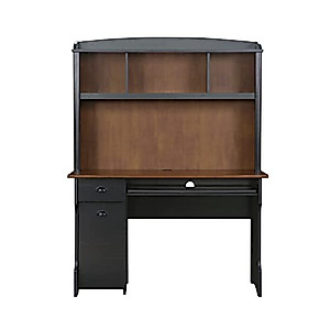Saint Birch Modern Wood Writing Desk with Hutch in Maple/Antique Black