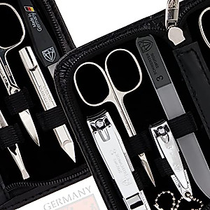 3 Swords Germany - brand quality 8 piece manicure pedicure grooming kit set for professional finger & toe nail care scissors clipper fashion leather case in gift box, Made in Solingen Germany (22009)
