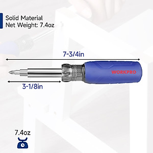 WORKPRO 11-in-1 Screwdriver/Nut Driver Set Tool Cushion Grip, All in One Multi-bit, Portable Screw-driver, 8 Bits (Philips/Slotted/Torx/Square), 3 Nut Driver Sizes