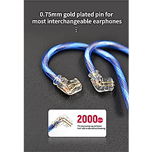 KZ Headphone/Earbuds/in-Ear Earphone Upgrade Cable,Upgrade 498-core Single Crystal Copper Silver-Plated Cable 0.75MM 2pin Gold-Plated pin 3.5mm Audio Plug (C Pin Translucent Blue)