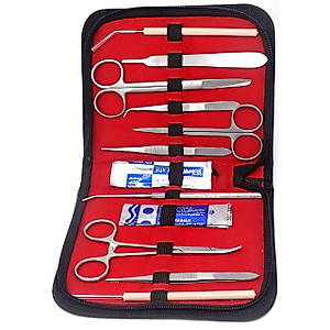 21pc Advanced Training Kit- High Grade Stainless Steel Needle Holder Scissors Hemostat Tweezers All in One Set + Carrying Case, Perfect for Anatomy, Veterinary & Medical Students - By A2zscilab