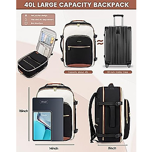 LOVEVOOK Large Travel Backpack for Women & Men, 40L Carry on Backpack for Airplanes, TSA Personal Item Travel Bag fits 17" Laptop, Waterproof Travel Essentials Airline Approved with 3 Packing Cubes