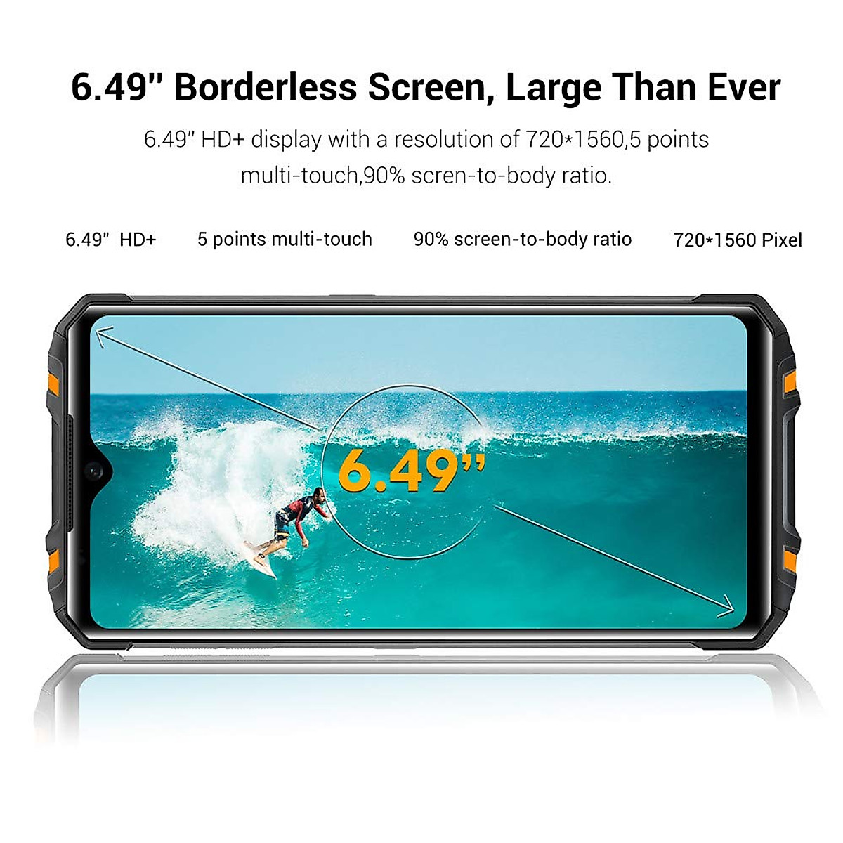 OUKITEL-WP8-Pro Smartphone Fingerprint Rugged Phones - 6.49”Display, 4/64GB Dual SIM IP68 Waterproof Unlocked Cell Phones, 16MP Triple Camera Face ID GPS NFC,US Version,AT&T,Orange