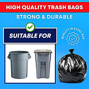 55-60 Gallon Trash Bags, (Value Pack 100 Bags w/Ties) Large Black Outdoor Trash Bags, Extra Large Trash Can Liners, 60 Gal, 55Gal, 50 Gallon Trash Can Liner Capacity