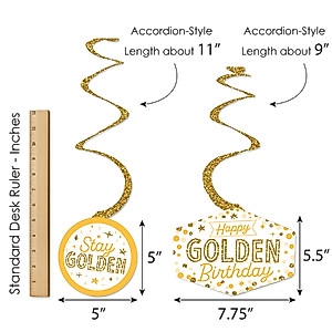 Big Dot of Happiness Golden Birthday - Happy Birthday Party Hanging Decor - Party Decoration Swirls - Set of 40