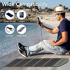 2024 Solar Charger for 40W, Dual USB Ports (5V/4.8A Max), IP68 Waterproof, Foldable Solar Panel with High Efficiency for Camping, Suitable for Powering Portable Wireless Chargers and Phone Power Banks