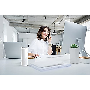 Arslo 20 oz Stainless Steel Skinny Tumbler bulk, Vacuum Insulated Tumbler with Straw and Lid, Double Wall Travel Mugs for Coffee Water Sublimation Tumbler for DIY(1PACK White)