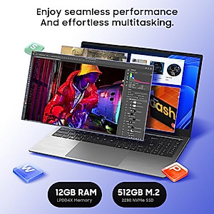 ZENAERO 15.6" Windows 11 Pro Laptop Computer 12GB RAM 512GB SSD, Intel Celeon N5095(4C4T, up to 2.9Ghz) IPS Display, HDMI, Dual and WiFi, BT4.2 Light and Thin Notebook PC for Work, School Student