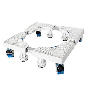 DUPDMKIN Mini Fridge Stand 8 Wheel Washing Machine Stand Washer and Dryer Stand with Brake Adjustable Refrigerator Dolly (White)