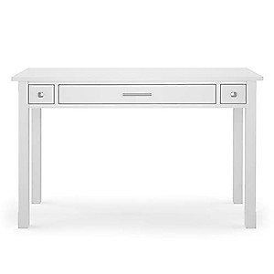 SIMPLIHOME Avalon SOLID WOOD Contemporary 47 Inch Wide Writing Desk in White, For the Office Desk, Writing Table, Workstation and Study Table