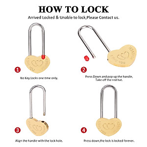 VeYocilk Love Lock Single Heart Padlock: 3.5" 50mm Engraved Love-You-Forever Wish Lock Without Key Everlasting Love for Lovers Wedding, Valentines, Anniversary, Travel, Valentines Day(NO Key)