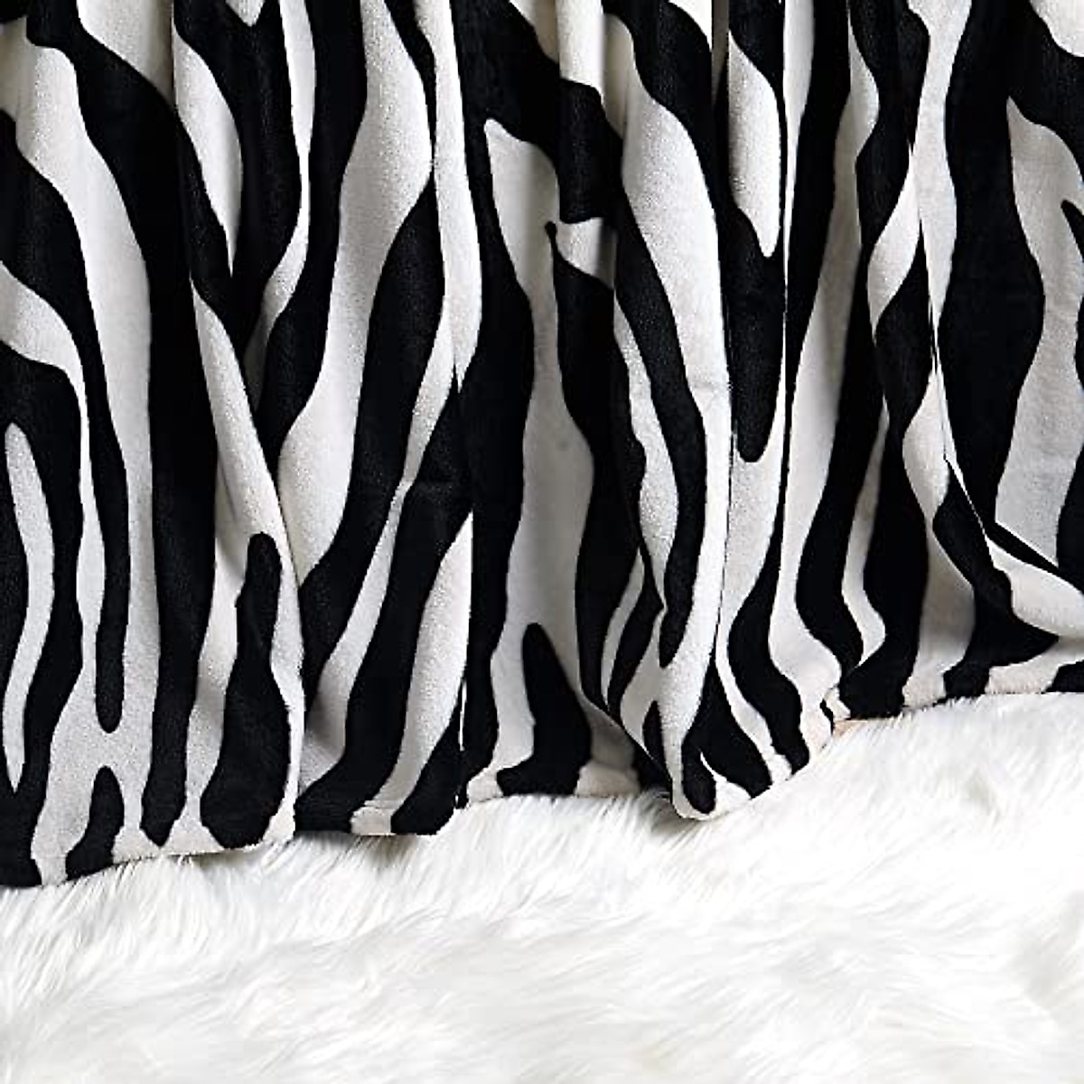 Home Soft Things Light Weight Animal Safari Style Black White Zebra Printed Flannel Fleece Blanket (Queen)