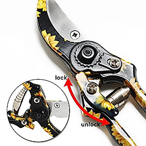 GARTOL Garden Tool Set Sunflower Print 3 Piece Cast-Aluminum Heavy Duty Gardening Tools Kit Includes Trowel, Pruning Shear, Cultivator - Gardening Gift Hand Tools Set for Women Mom Mother's Day