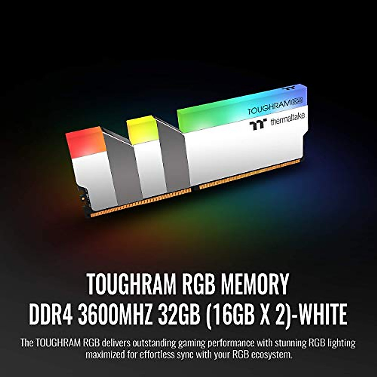 Thermaltake TOUGHRAM RGB 32GB (2x16GB) DDR4 3600MHz C18 1.35V DIMM Desktop Gaming Memory, White, R022D416GX2-3600C18A