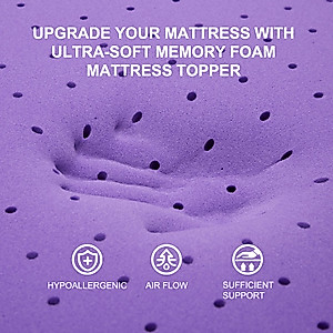 SINWEEK 2 Inch Gel Memory Foam Mattress Topper Ventilated Soft Pressure Relieve Mattress Pad, Breathable Bed Topper, CertiPUR-US Certified, Queen Size