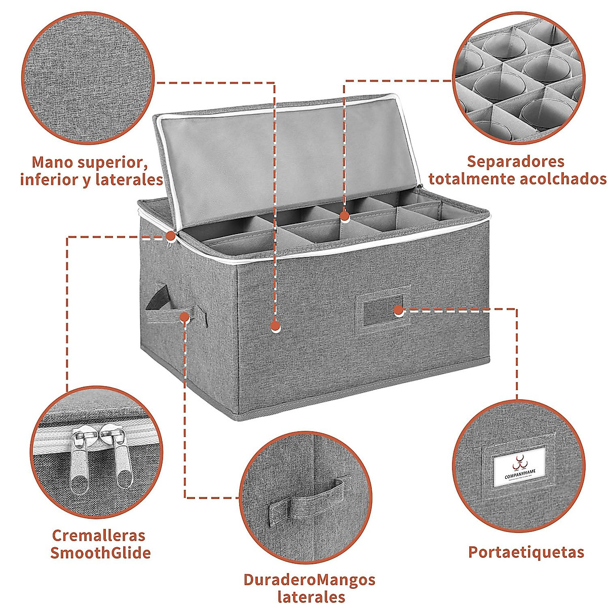 BOHEMIABY Wine Glass Storage Box with Dividers, Glassware Storage Containers-Holds 12 Red or White Wine glasses, Champagne Flutes, Crystal, Hard Shell and Stackable, Label Window