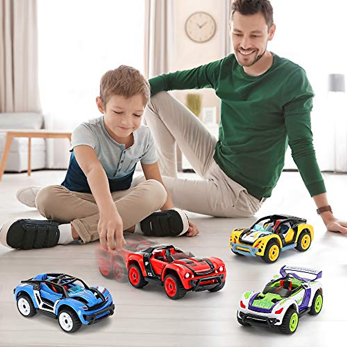 M MOOPAI Pull-Back Toy Cars Take Apart Race Car DIY Car Assembly Toy Tool Kit Build Your Own Car Educational Toy for Kids Boys & Girls Toys Aged 3+ (Blue)