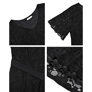 Plus Size Dresses Wedding Guest Cocktail Little Black Women Semi Formal Party Graduation Summer Lace Funeral V Neck Midi