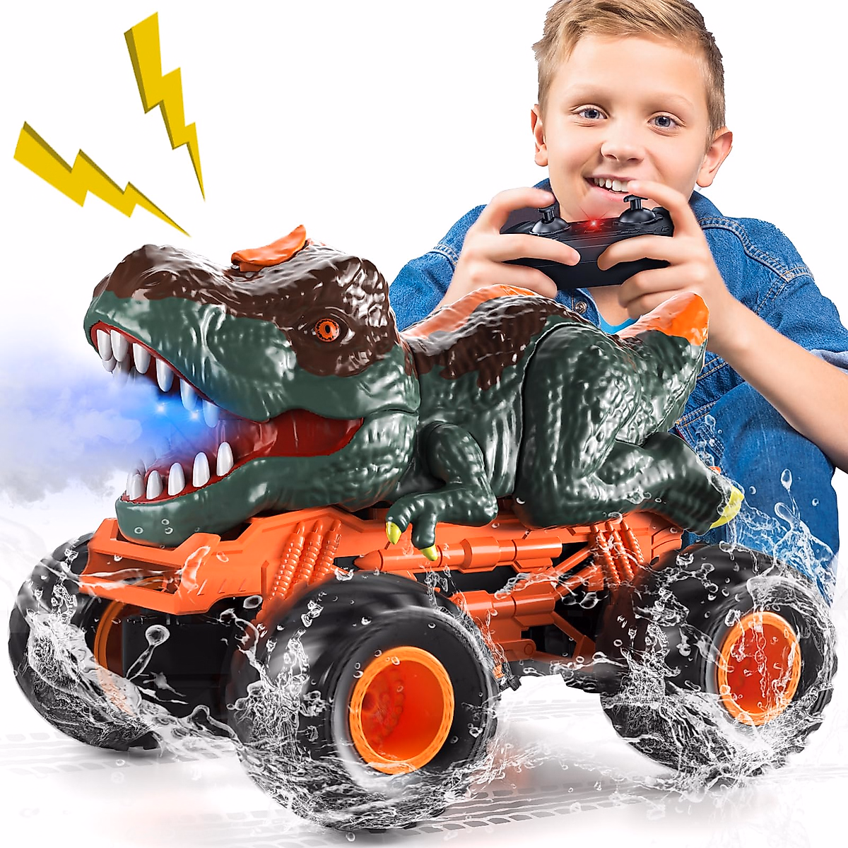 Bennol Remote Control Dinosaur Car Trucks Toys for Kids Boys 3-5 4-7 8-12, 2.4GHz RC Dino Car Toys Gifts for 3 4 5 6 Year Old Boys Kids, Indoor Outdoor RC Car Dinosaur Toys for Kids 3-5 4-7 5-7 8-12