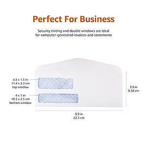 Amazon Basics #9 Double Window Security Tinted Envelopes, White, 500 ct