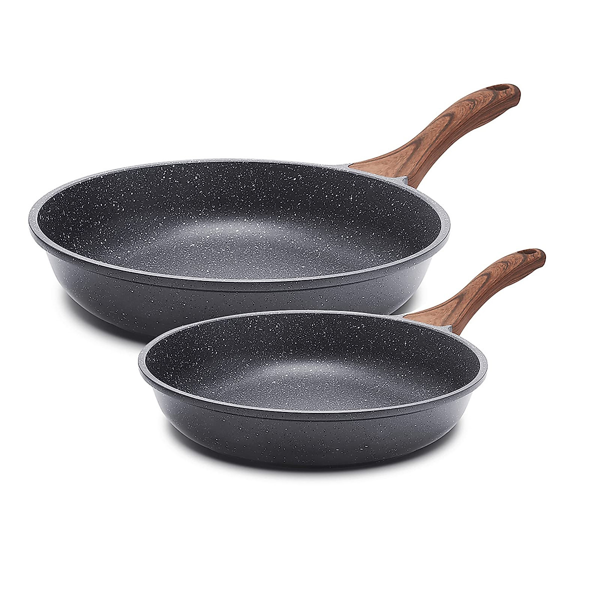 Sensarte Nonstick Frying Pan Skillet, Swiss Granite Coating Omelette Pan, Healthy Stone Cookware Chef's Pan, PFOA Free (8+12.5 Inch)