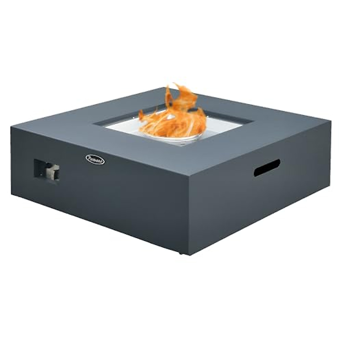 Paramount FP-419 Square Aluminum Concrete Look Firepit Table with Convertible Burner, Grey