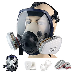 chengchuang 15IN1 Full-Face Respirators,Wide Field of View Lightweight, Widely Used in Paint spray, Chemical,Woodworking