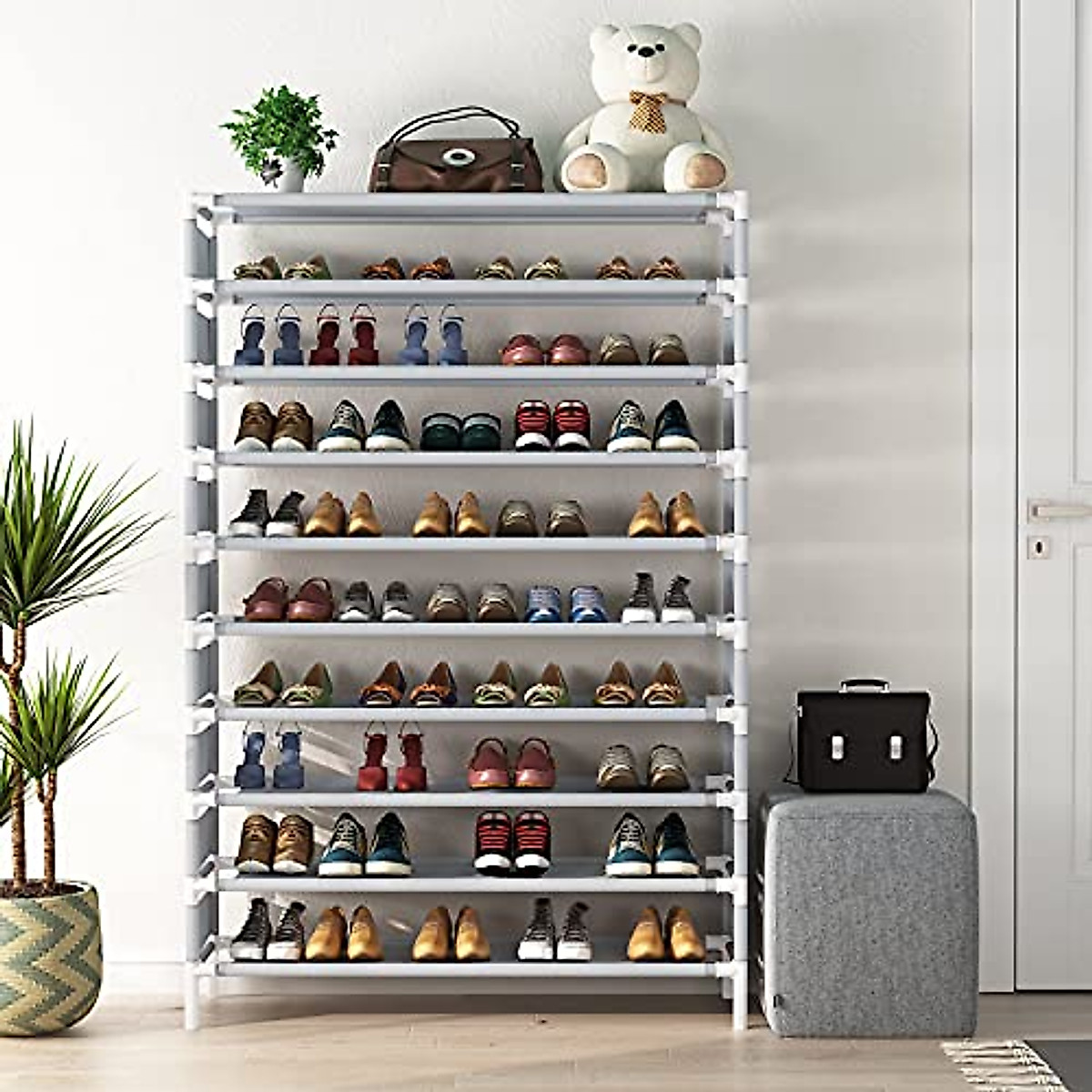 Tribesigns 10 Tiers Shoe Rack, Large Capacity Shoe Organizer, Shoe Shelf for 50 Pair, Large Shoe Rack, Extra Large Shoe Shelf
