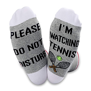 TSOTMO 2 Pairs Please Do Not Disture I'M Watchng Tennis Novelty Socks Gift For Tennis Lover Sports Sock (Watching Tennis)