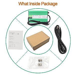 42V 5A Li-ion Charger for 10S 36V Li-ion Battery 42V Silver Aluminum Case Charger with Cooling Fan Output DC 5.5 x 2.5mm/5.5 x 2.1mm Plug