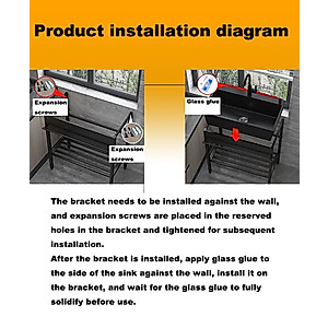 Stainless steel black utility sink, stainless steel, kitchen sink,Eco-friendly paint-free integrated sink with drainer basket, pull-out faucet, drainpipe and filter basket, (Size : 17.7"*32"(45cm*80c