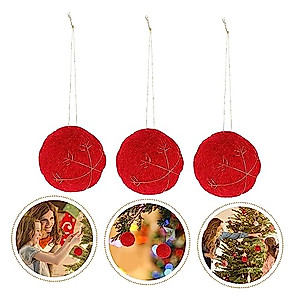 EXCEART 3pcs Christmas Felt Balls Christmas Wreath Mantel Decorations for Fireplace Prom Decorations Christmas Ball Ornaments Christams Tree Pom Pom Ball Christmas Tree Ornament Manual Red