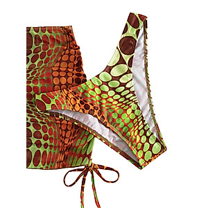 COZYEASE Women's 4 Piece Swimsuits Sexy Bikini Sets Triangle Bathing Suit with Mesh Cover Up Beach Skirt & Bandana Multicolor S