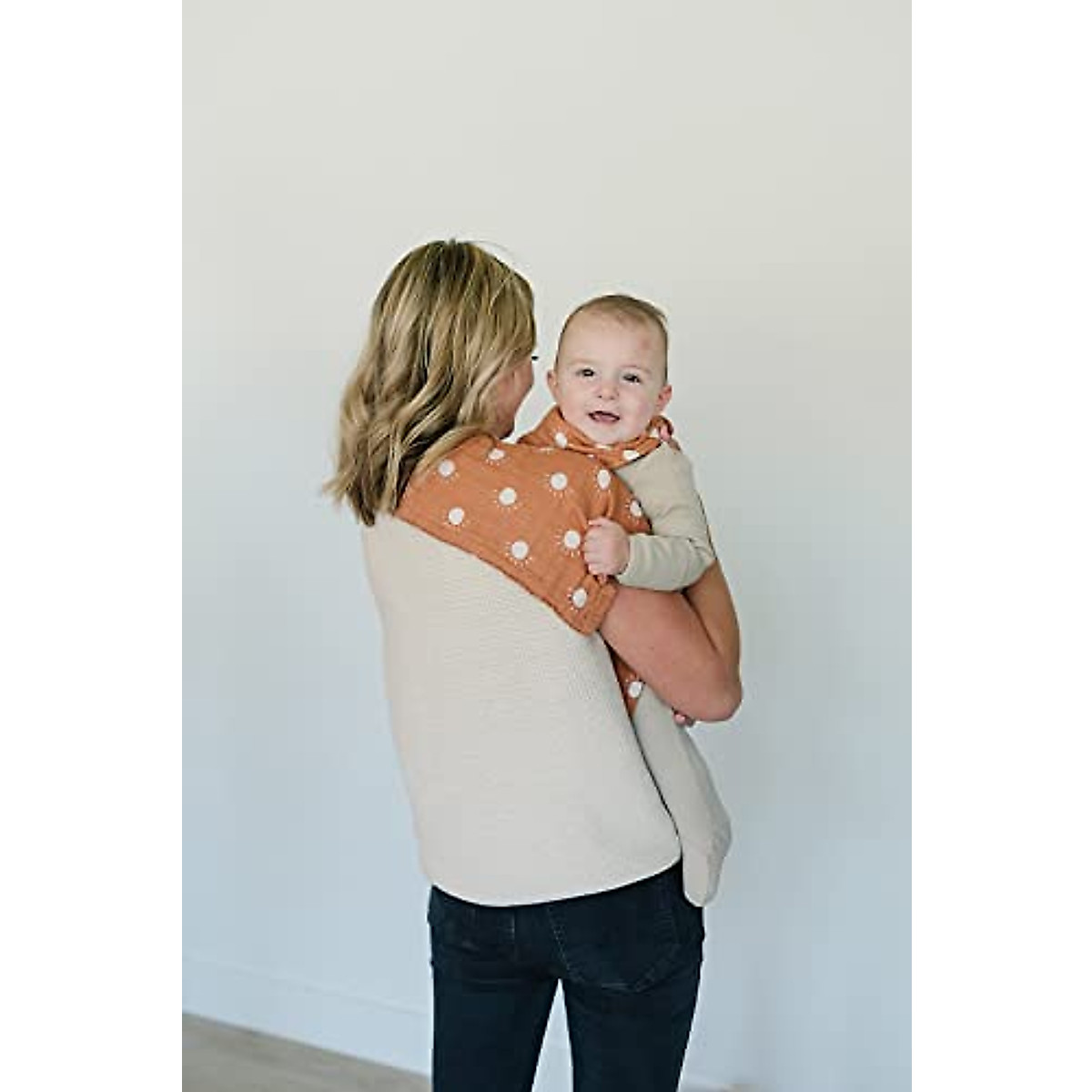 Mebie Baby Burp Cloths, Neutral Print 3-Pack, Muslin Burp Cloth Set for Spit Up, Drool, and More, Boho Burp Cloths for Baby Boy and Girl, Baby Must Haves for Registry Lists and Gifts for Newborns