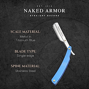 Best Shavette Straight Razor - Replaceable Blade Straight Razor, Metal Handle Shavette, No Stropping or Honing Needed, Great For Beginners, Starter Blade, Hygienic, Close Shave, Leather Case (Blue)