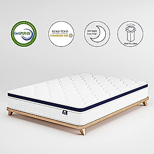 Crystli Twin Size Mattress Bed in A Box, 10 Inch Hybrid Mattress with Zero Pressure Foam, Innerspring Mattress for Pressure Relief & Cool Sleep, Motion Isolation, Medium Firm, CertiPUR-US Certified