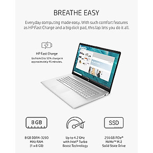 HP 17 Laptop, 11th Gen Intel Core i5-1135G7, 8 GB RAM, 256 GB SSD Storage, 17.3-inch HD+ Display, Windows 10 Home, Anti-glare Screen, Long Battery Life, Web-cam & Dual Mics (17-cn0021nr, 2021)