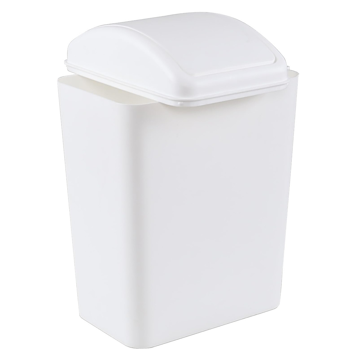 DynkoNA 16 Liter Plastic Trash Can, Swing Top Garbage Bin Wastebasket (White)
