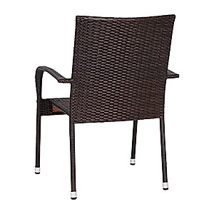 Flash Furniture Maxim Wicker Indoor/Outdoor Dining Chairs with Arms - Espresso Wicker Wrapped Steel Frames - Fade & Weather Resistant-For Deck or Backyard - Set of 2