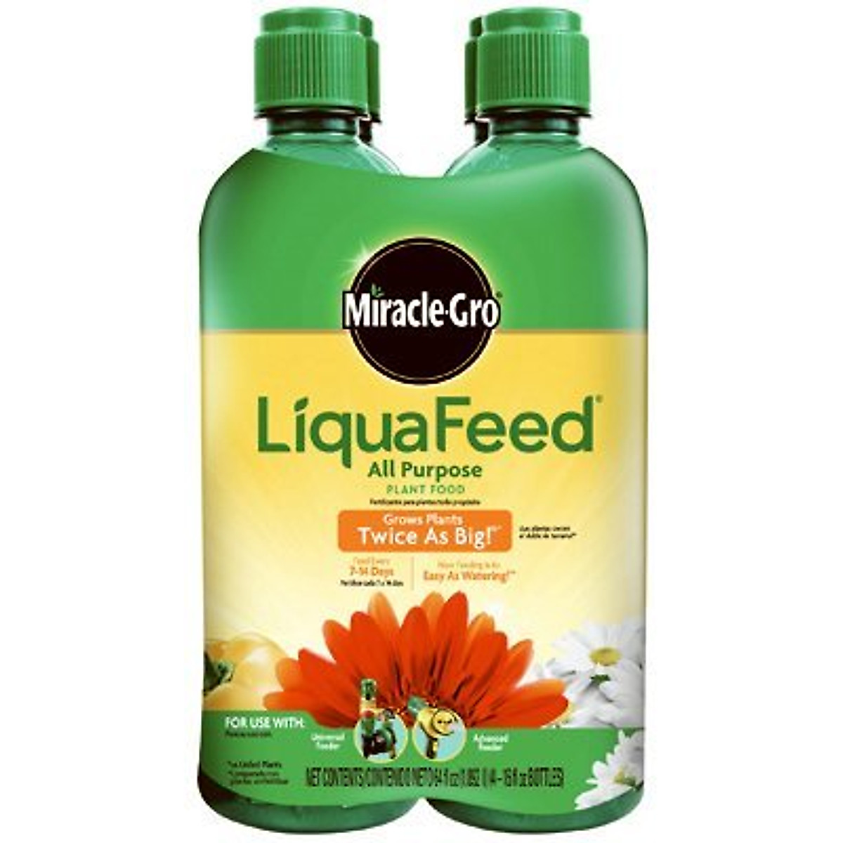 Miracle Gro 1004325 16 Oz LiquaFeed Plant Food Refill Bottles 12-4-8 4 Count