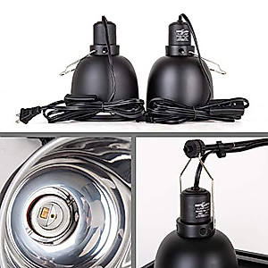 REPTI ZOO Reptile Light Fixture 2 Packs 5.5 Inch Deep Dome Lamp Cap Lamp Fixture Optical Reflection Cover for Reptile Glass Terrariums