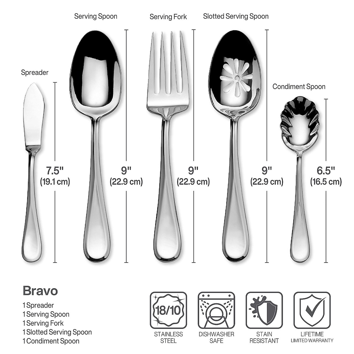 Mikasa Bravo 65-Piece Stainless Steel Flatware Set, Service for 12