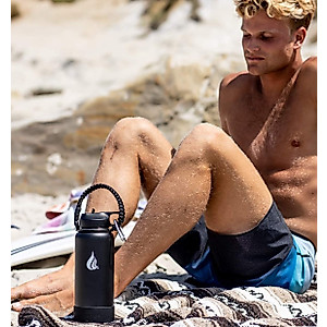 HYDRO CELL Paracord Handle for Wide Mouth Water Bottles - Carrier Strap w/Attachment Ring and Carabiner Accessory. Compatible w/ 64oz, 40oz 32oz, 24oz, 18oz, 14oz Insulated Bottles