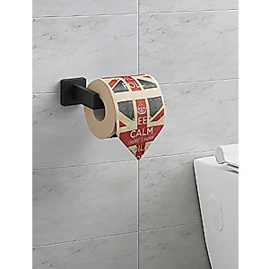 DHAEE 6 Pieces Matte Black Bathroom Accessories Set,Sturdy 304 Stainless Steel Bathroom Hardware Set,Include Wall Mounted Towel Rack/Toilet Paper Holder,Towel Rings,2 Towel Hooks,2 Soap Dish