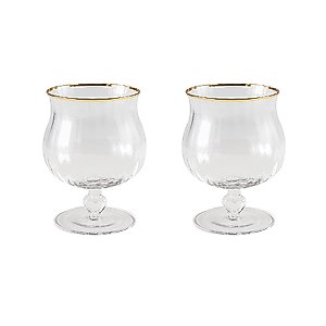 MSUIINT 2 Pcs Footed Ice Cream Cups, 7 Oz Small Cute Clear Glass Dessert Bowls/cups for Dessert, Sundae, Ice Cream, Fruit, Salad, Snack, Cocktail, Condiment, Trifle and Holiday Party, Clear Gold