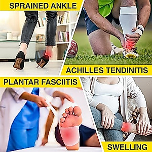 Bracoo 2 Pack Ankle Brace Compression Sleeve for Women & Men, Adjustable Ankle Support Strap for Sprained, Plantar Fasciitis, Pain Relief, Injury Recovery, Running, Workout, GYM, FS60